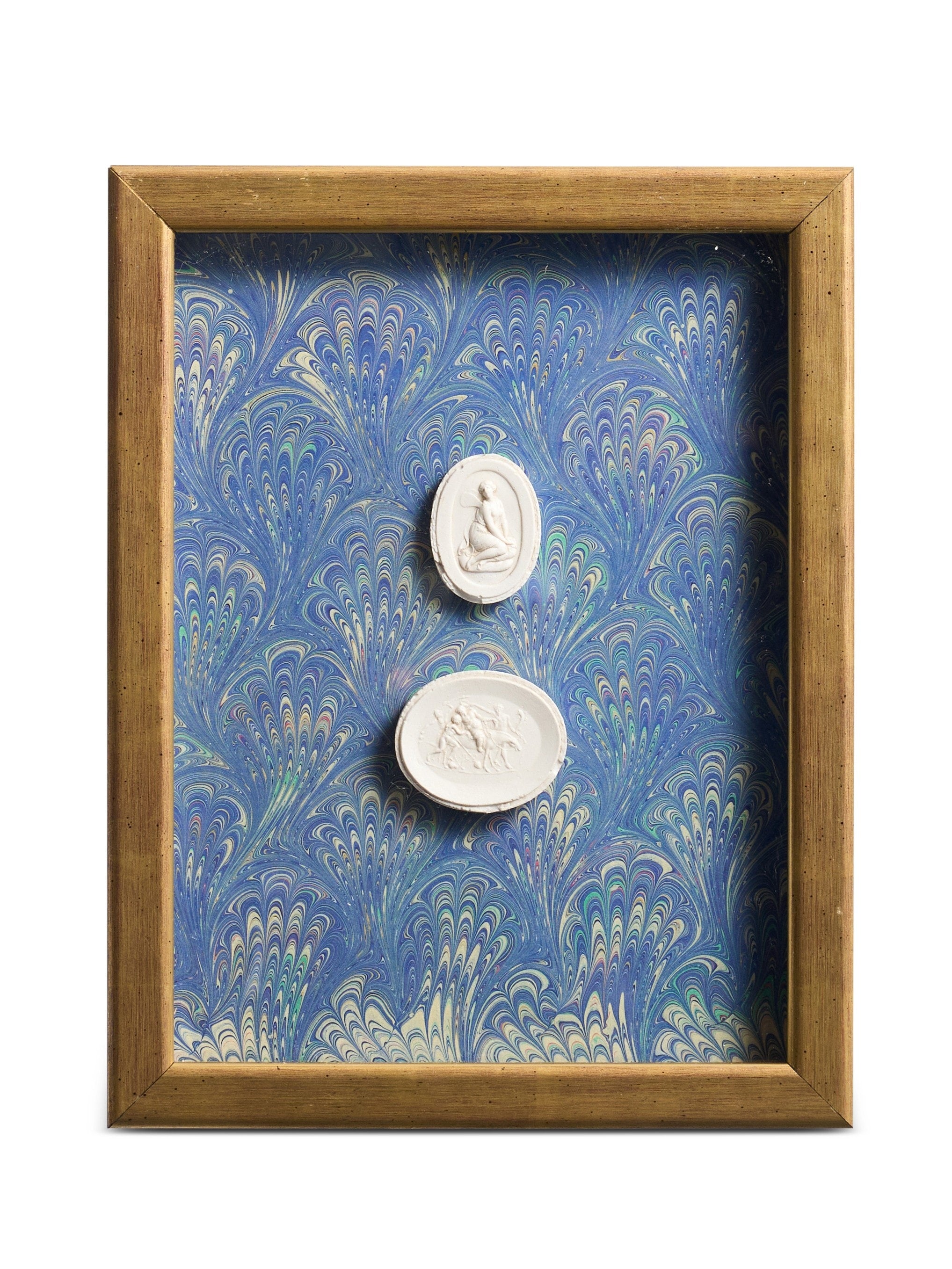 Small Framed Double Intaglios on Blue Peacock Paper – Cuvée Home